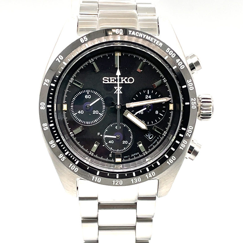 SEIKO PROSPEX SPEEDTIMER SOLAR CHRONOGRAPH; 39MM BLACK DIAL WITH SAND ...